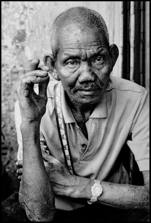 Man with digital clock